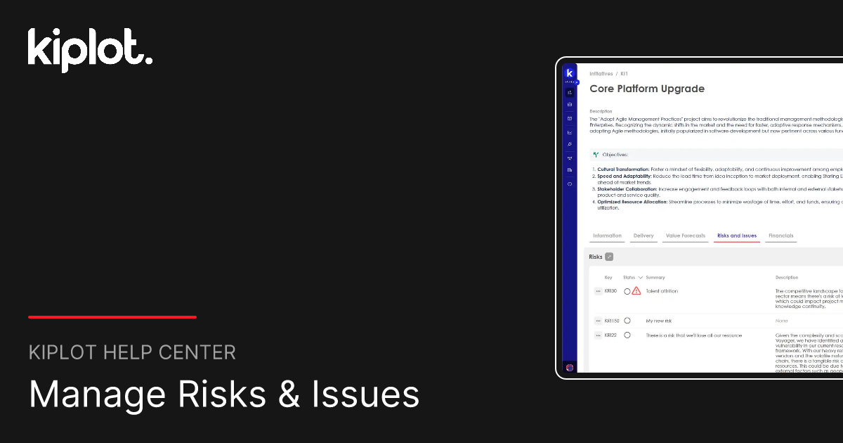 Manage Risks & Issues | Kiplot Help Center